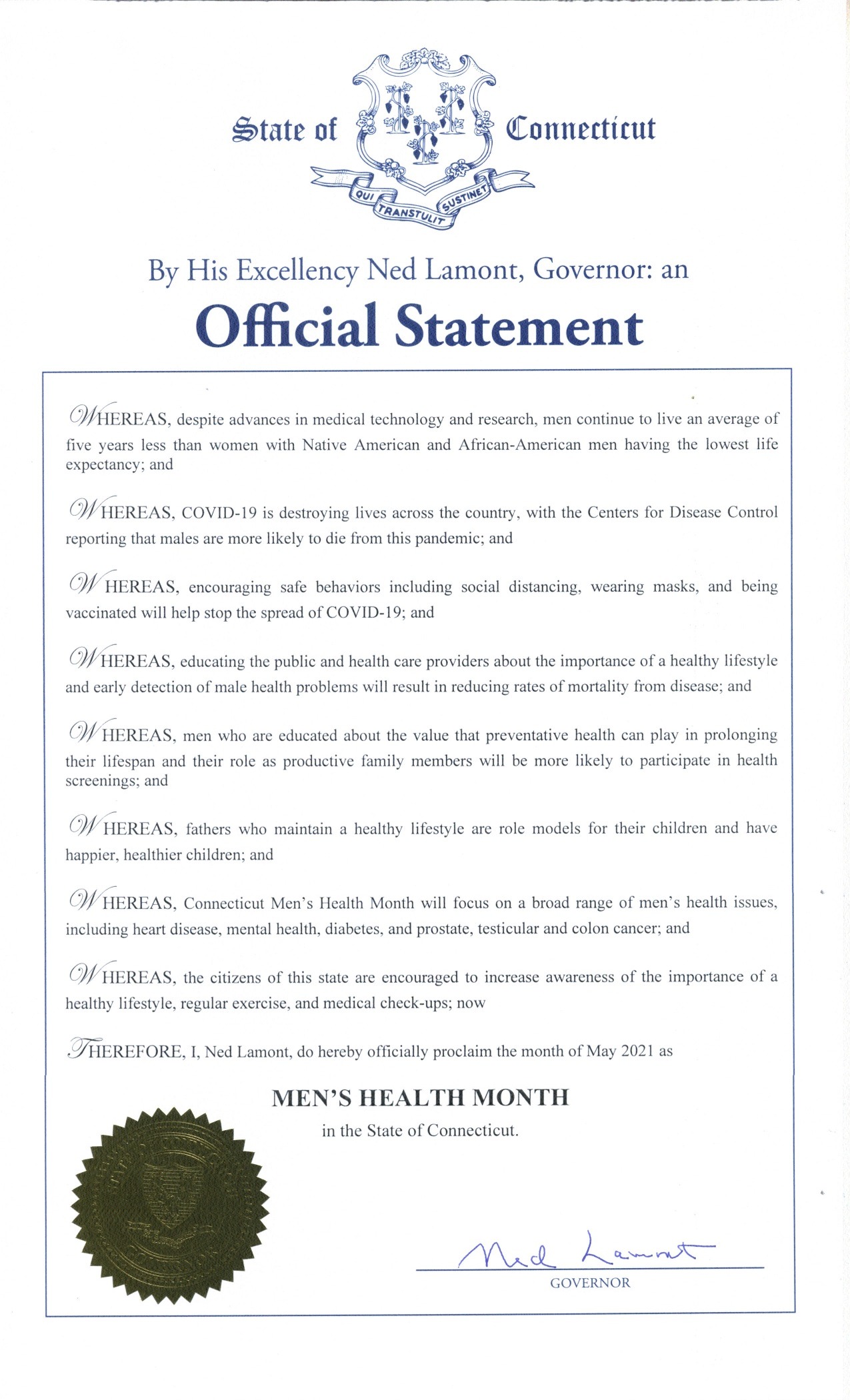 Proclamations 2022 – Men's Health Month